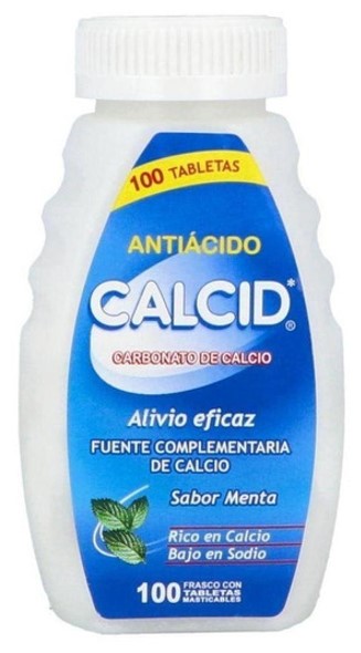 CALCID CARBONATO DE CALCIO 100 TAB SABOR MENTA | FARMACIA RIVAS DEL CENTRO