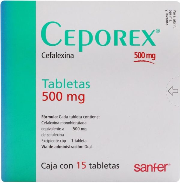 CEPOREX 500MG CEFALEXINA 15 TAB | FARMACIA RIVAS DEL CENTRO