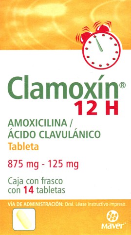 CLAMOXIN 12H 875MG 14 TABLETAS | FARMACIA RIVAS DEL CENTRO