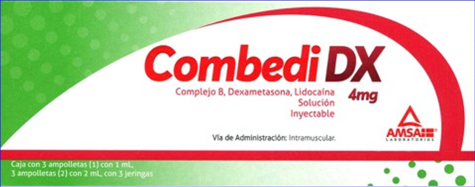 COMBEDI DX 4MG INYECTABLE COMPLEJO B DEXAMETASONA LIDOCAINA | FARMACIA RIVAS DEL CENTRO