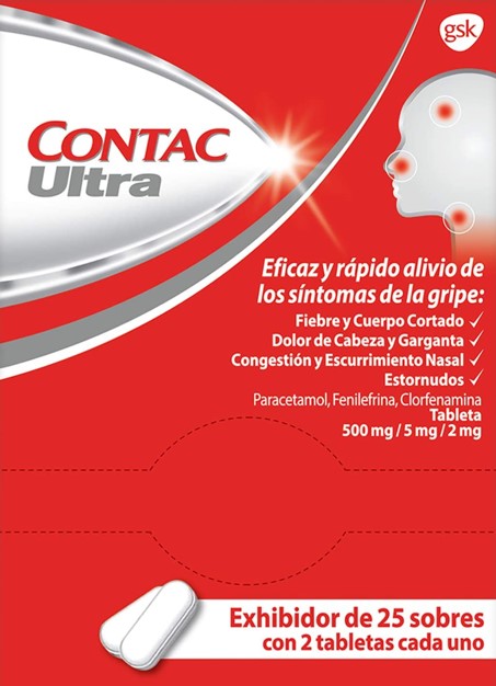 CONTAC ULTRA 25 SOBRES CON 2 TABLETAS CADA UNO | FARMACIA RIVAS DEL CENTRO
