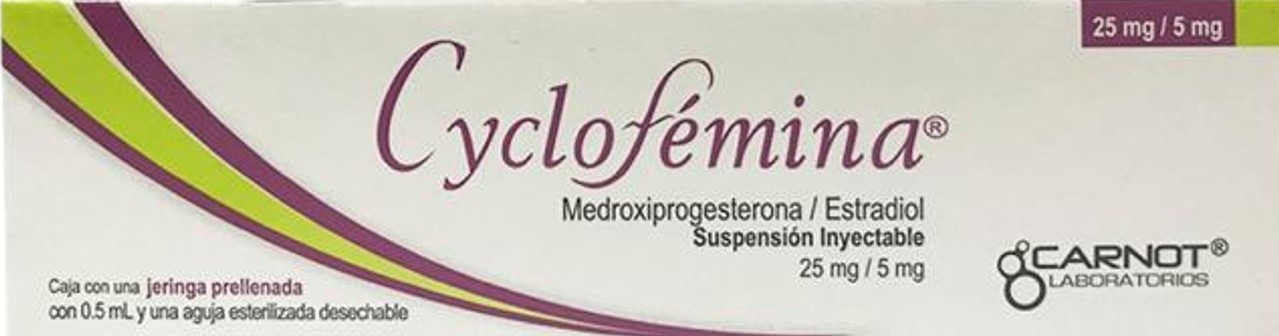 CYCLOFEMINA 25-5MG INYECYTABLE MEDROXIPROGESTERONA ESTRADIOL | FARMACIA RIVAS DEL CENTRO