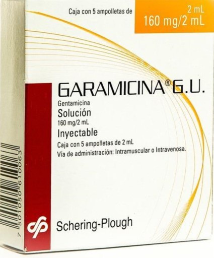 GARAMICINA G U 5 AMPOLLETAS 160MG | FARMACIA RIVAS DEL CENTRO