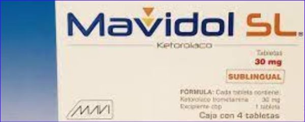 MAVIDOL SL KETOROLACO 4 TABLETAS 30MG | FARMACIA RIVAS DEL CENTRO